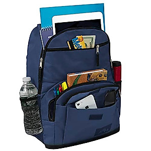 Multi Pocket Colorful Travel and College Backpacks with Padded Straps, Side Pockets (Navy)