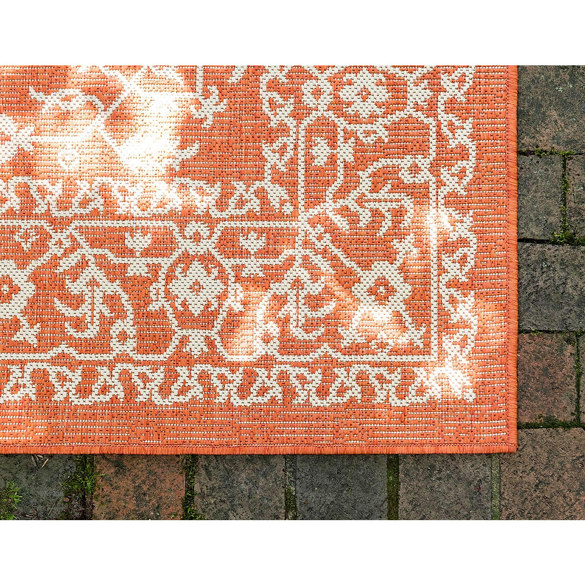 Unique Loom Outdoor Botanical Collection Area Rug - Allover (5' 3" x 8' Rectangle, Terracotta/ Beige)