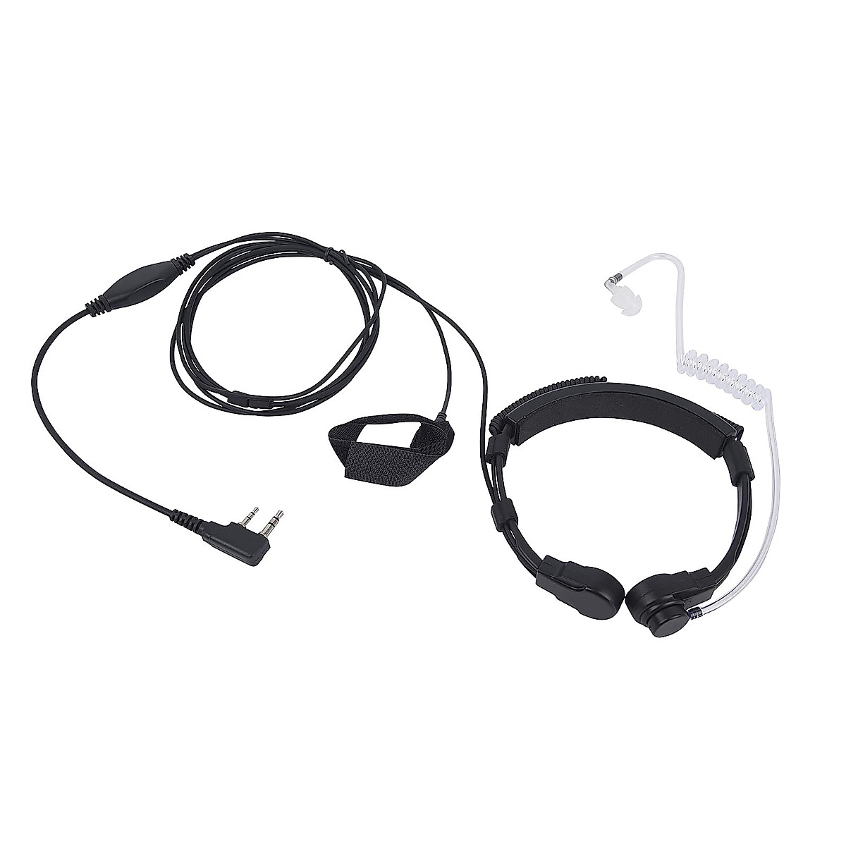 Pdflie uv-5r uv-82 Laryngophone Subvocal Mike Walkie Talkie Throat Vibration Microphone Neck Coiled Earpiece and Mic uv5r 2 Pin Tactical Military Headset for Baofeng Kenwood uv5r ar152 Ham Radio