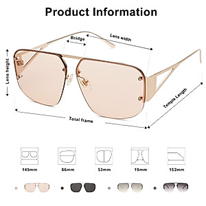 SOJOS Trendy Aviator Sunglasses Mens Womens Retro Metal Rimless Frame Shades Lentes De Sol Para Mujer SJ1192 Brown