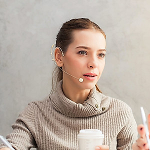 FAVOMOTO 2PCS Microphone Headset Mic, USB Headphones Microphone Discreet Headworn Earset Flexible Wired Microphone over Ear Hanging Mic Computer Speakers for Lectures Performance Theater Podcasts