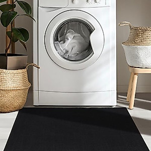 Ottomanson Ottohome Collection Non-Slip Rubberback Modern Solid Design 2x3 Indoor Area Rug/Entryway Mat, 2'3" x 3', Black