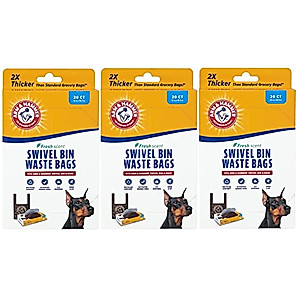 Swivel Bin Waste Bag and Rake Dog Pooper Scooper, Refill Bags (3-Pack, 20 Count)