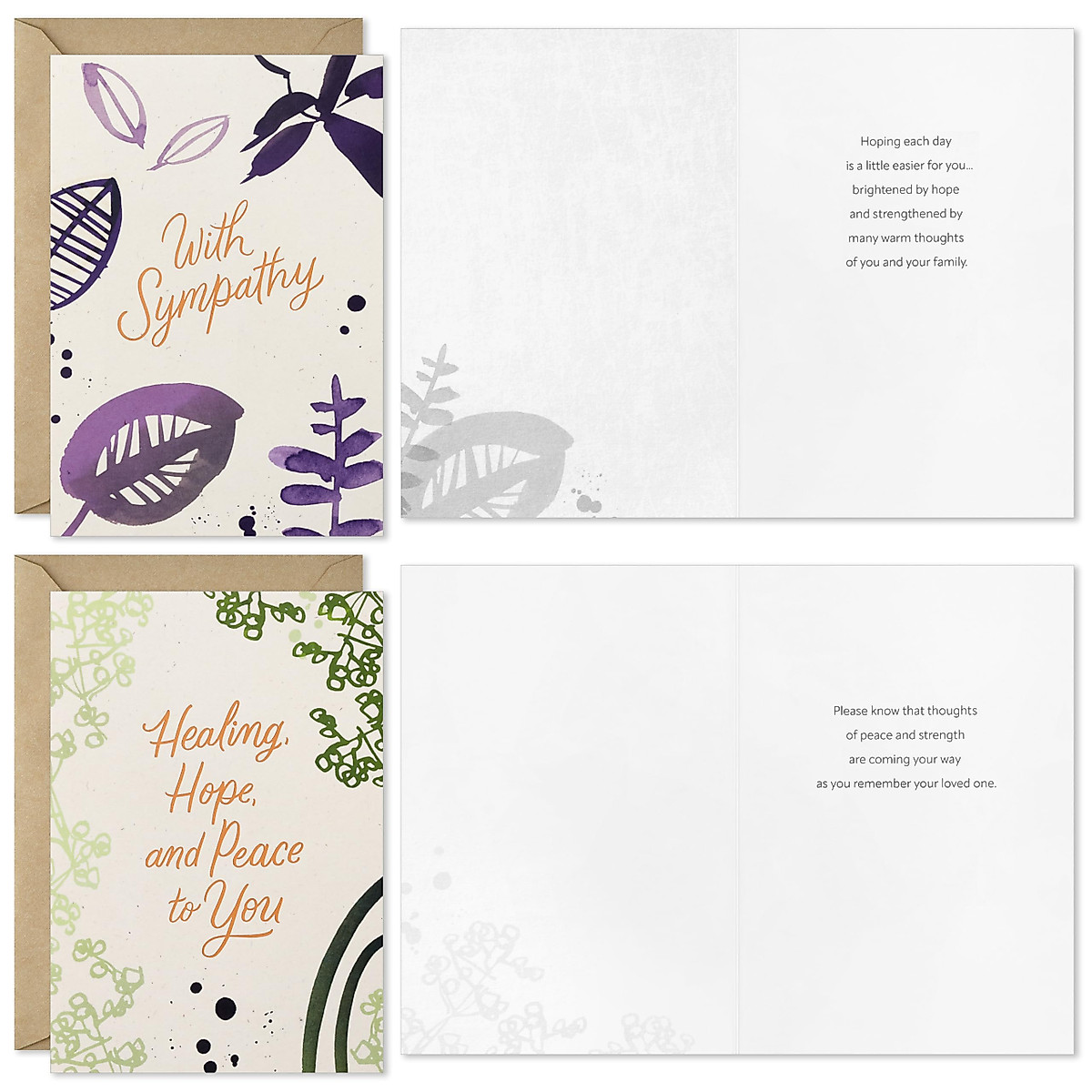 Hallmark Sympathy Card Assortment (16 Cards with Envelopes, 4 Designs) Minimalist Nature