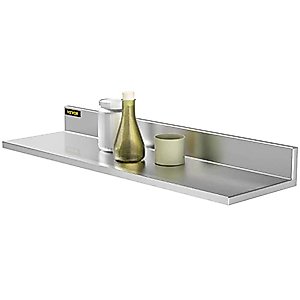 VEVOR Stainless Steel Wall Shelf, 8.6'' x 30'', 44 lbs Load Heavy Duty Commercial Wall Mount Shelving w/Backsplash for Restaurant, Home, Kitchen, Hotel, Laundry Room, Bar (1 Pack)