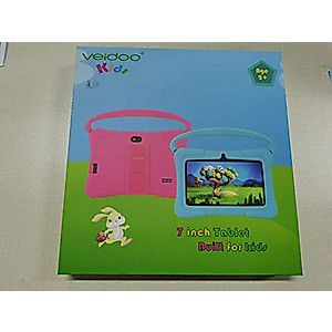 Veidoo Kids Tablet, 7 inch Android Tablet for Kids 1GB Ram 16GB Storage, Toddler Tablet with IPS Screen, Parent Control, Bluetooth, WiFi, Kid-Proof case with Kickstand, Learning, Games (Pink)