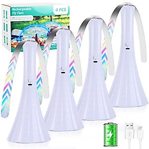Fly Fans for Tables Rechargeable, 4 Pack Fly Fans, White