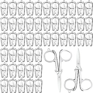 Therwen 50 Pcs Small Scissors Stainless Steel Folding Scissors Small Pocket Portable Mini Scissors Bulk DIY Craft Cutter for Home Travel Sewing Office School Trip Camping Art Paper Cutting