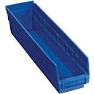 Nestable Shelf Storage Bin, Plastic, 4-1/8"Wx 17-7/8"D X 4" H, Blue - Lot of 12