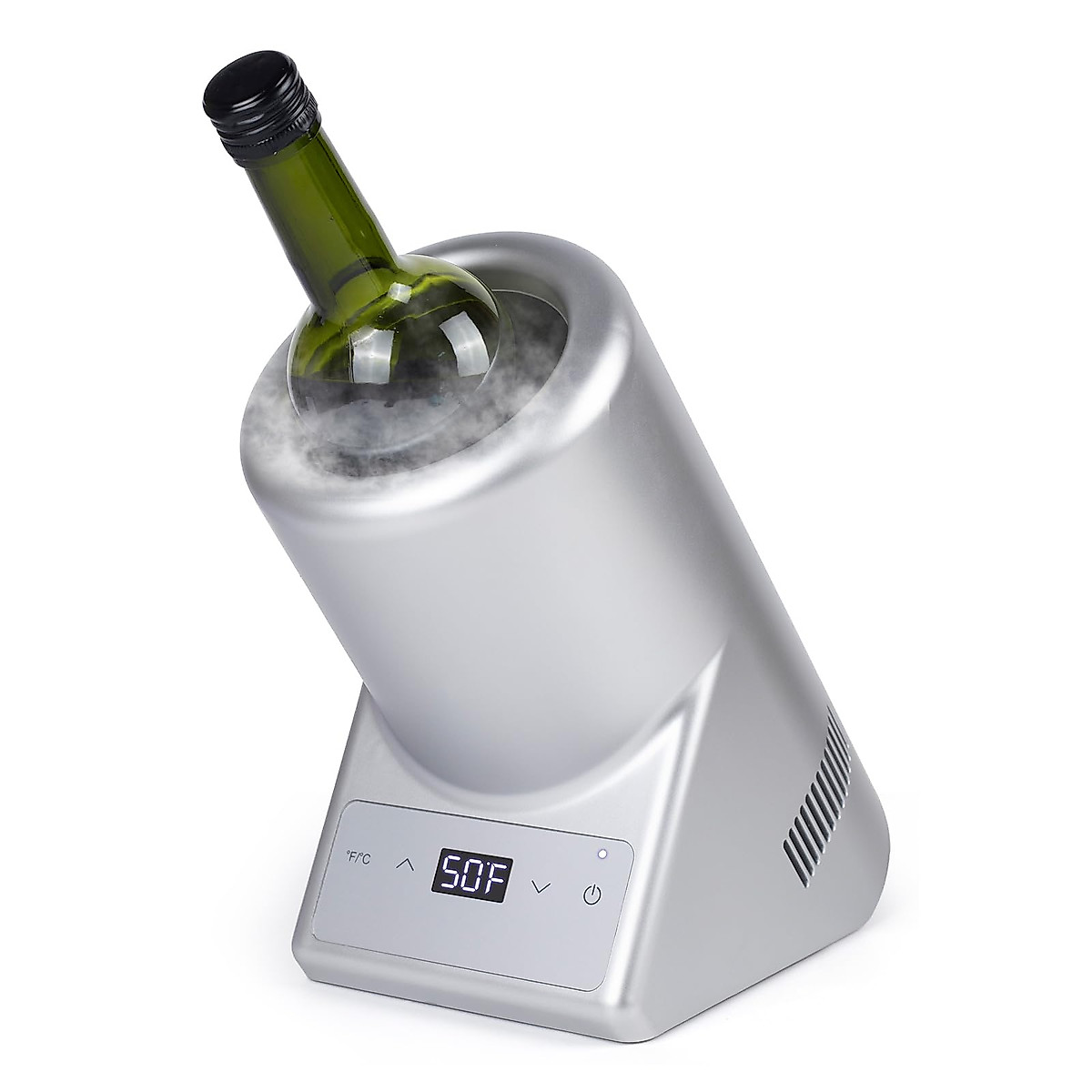 SOKO Electric Wine Chiller, Single Bottle Wine Cooler Keeps 750ml Wine Cold Up to 24 Hours, Stainless Steel, Silver