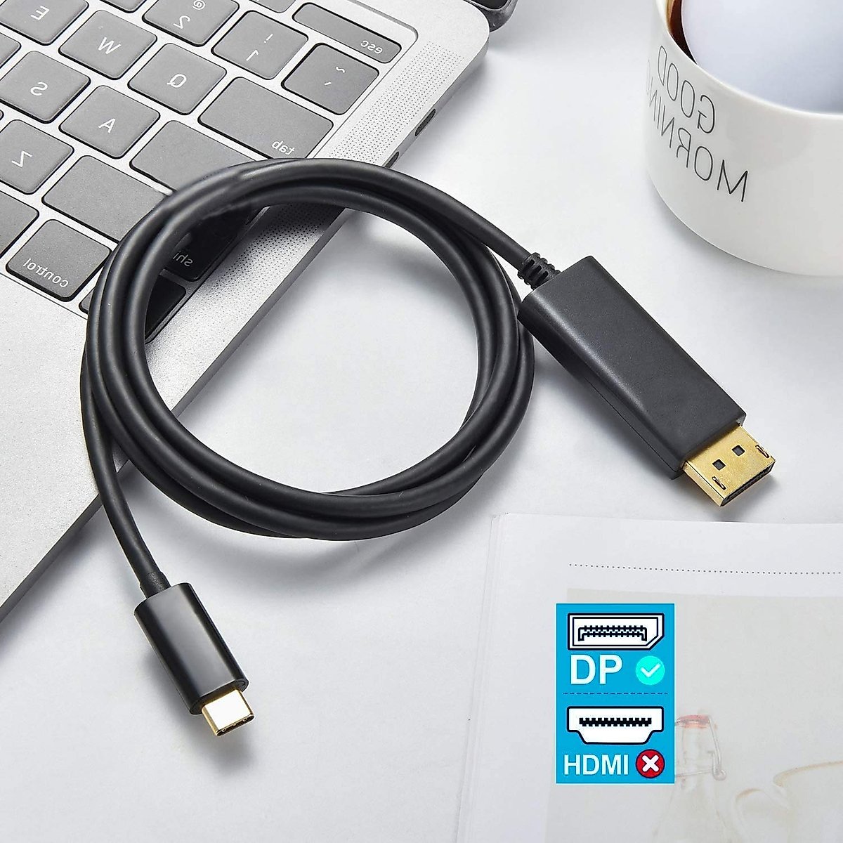 Tek Styz DisplayPort Kit Compatible with Microsoft Lumia 950 Dual SIM to USB-C/PD to Full 4k/60Hz with Slim 6 Foot Cable! (DP)