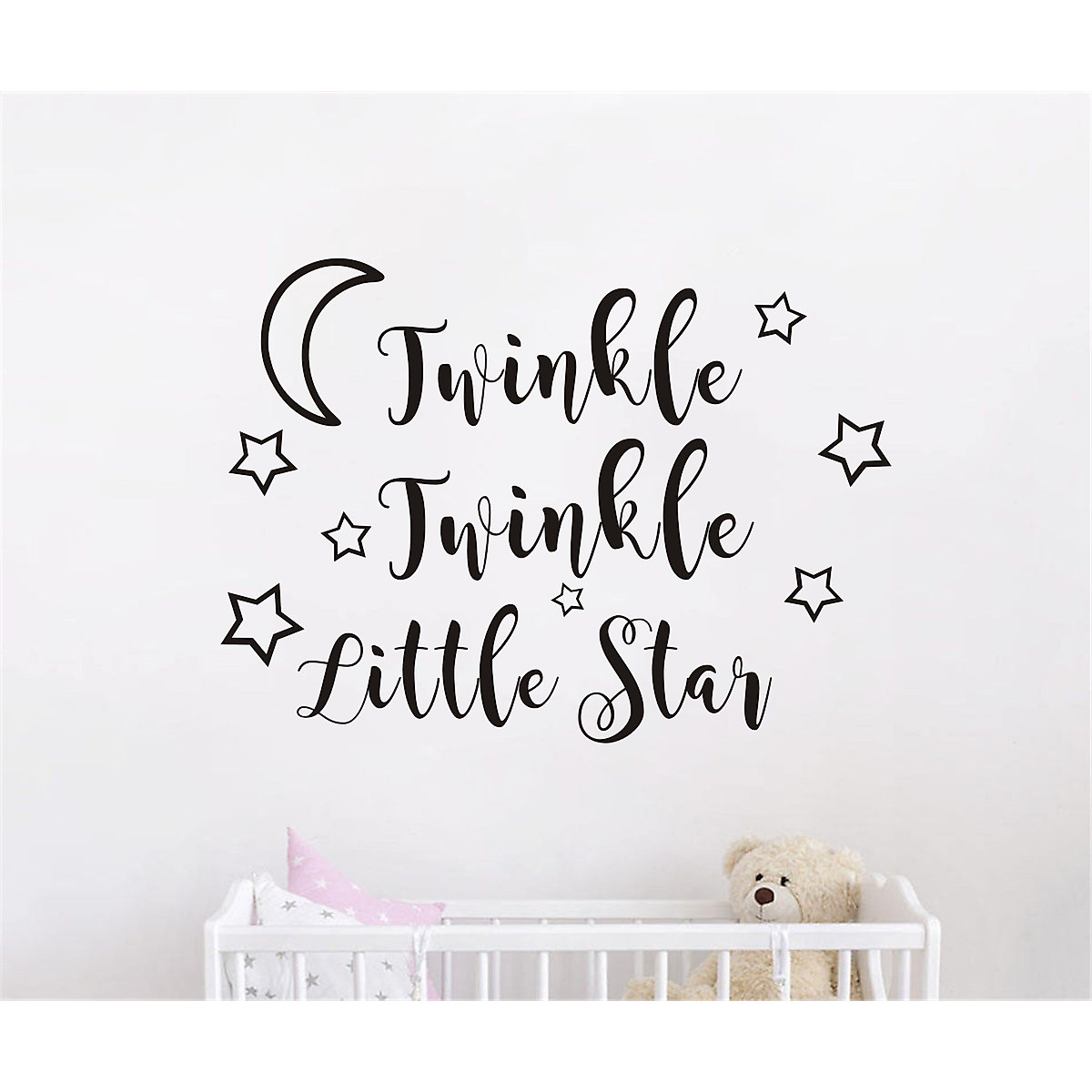 Twinkle Twinkle Little Star Wall Decal Art Vinyl Sticker for Kids Baby Boy Girl's Room Decoration Nursery Bedroom Home Decor YMX29 (Black, 57x42cm)
