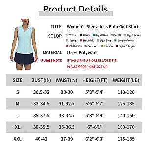 LastFor1 Women's Sleeveless Polo Golf Shirts Quick Dry 50+ UV Protection V-Neck with Collar Lightweight Tennis Tank Tops Light Green M