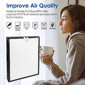 Flintar Vital 200S True HEPA Replacement Filter, Compatible with LEVOIT Vital 200S Air Purifier, H13 True HEPA + Activated Carbon Replacement filter, Part # Vital 200S-RF, 1-Pack