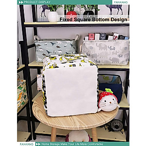 FANKANG Square Nursery Hamper Storage Bins Canvas Laundry Basket Foldable with Waterproof PE Coating Large Storage Baskets Gift Baskets for Children, Office, Bedroom, Clothes,Toys (square engineering)