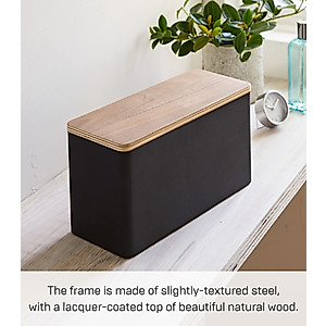 Yamazaki Home Rin Countertop Organizer Bathroom Kitchen Counter Organizer Metal Toiletries Holder - Steel + Wood