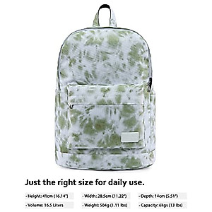 HotStyle 936Plus Tie Dye School Backpack Aesthetic Bookbag for Teen Girls, Green