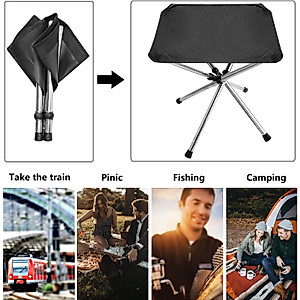 Camping Stool,Portable Chair 12.6 inch Large-Size Lightweight Camping Stool, Stainless Steel Outdoor Foldable Chair for Camping, Travel, Hiking, BBQ, Fishing, Garden, Beach(Black Large)