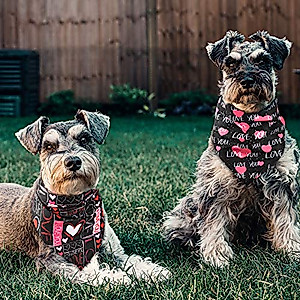 4 Pieces Valentine's Day Dog Bandana Heart Dog Bandanas Washable Pet Neckerchief Square Dog Kerchief Dog Scarf Bibs for Dogs Cats Pets Festival Accessories
