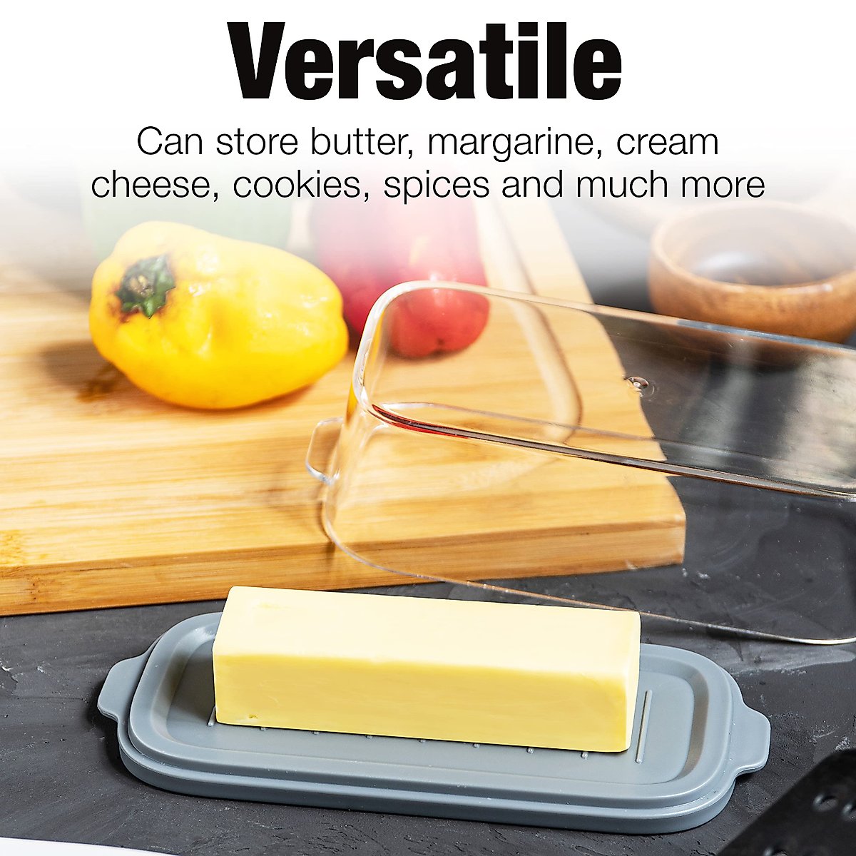 Eparé Large Butter Dish With Lid For Countertop - BPA-Free Butter Keeper - Counter Dishes For Soft Butter Storage - Covered Butter Dish With Lid - Tray Container For Soft Butter