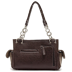 Colorful Dragonfly Western Spring Concealed Carry Purse Country Handbag Women Shoulder Bag Wallet Set (Brown)