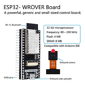 Alinan 4pcs ESP32-WROVER Board ESP32 Development Board with Camera Wi-Fi Bluetooth for Programming Languages C Language, M MicroPython