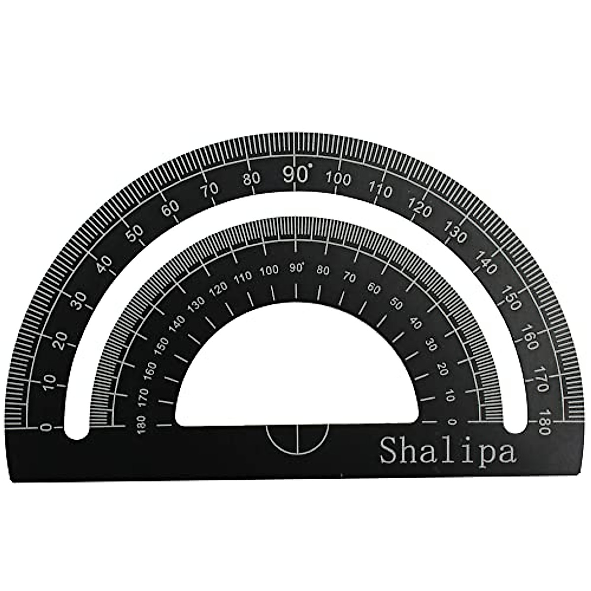 Shalipa Triangle Ruler Four-Piece Set Aluminum Alloy Geometric Protractor Mathematical Triangle Ruler Set Student Stationery (Black)