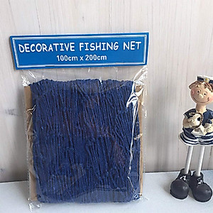 Qesonoo Cotton Fishing Net Decorative 79 Inch Beach Themed Decor Home Bedroom Party Wall Decoration Fish Netting Decorative (Blue)
