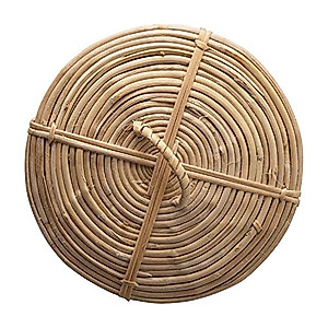 Creative Co-Op Hand-Woven Grass & Date Leaf Lids, Set of 3 Basket, Natural, 3