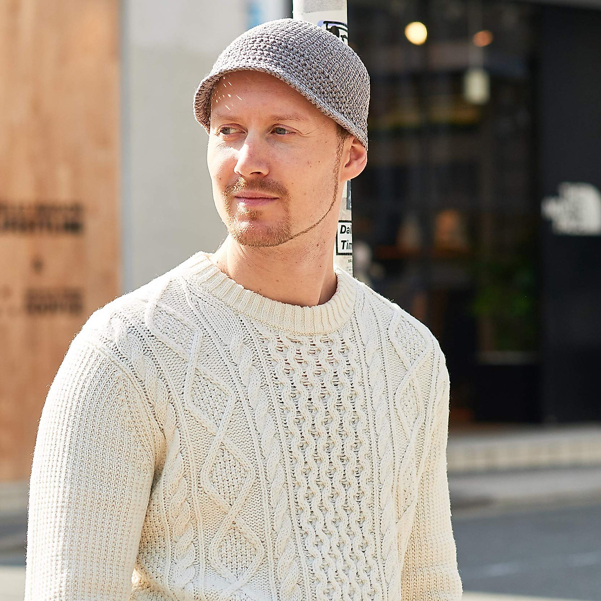 CHARM Mens Kufi Beanie Hat - Brimmed Skull Cap Cotton Chemo Billed Hats Black