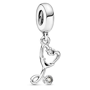 PANDORA Stethoscope Heart, Clear CZ