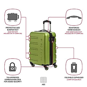 SwissGear 7366 Hardside Expandable Luggage with Spinner Wheels, Green, 3-Piece Set (19/23/27)