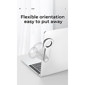 Strong Grip Laptop Phone Holder, Slim Laptop Phone Mount, Portable Phone Mount for Laptop, Computer Monitor Expansion Bracket, Strong Magnetic Phone Mount for All Phones, Silver