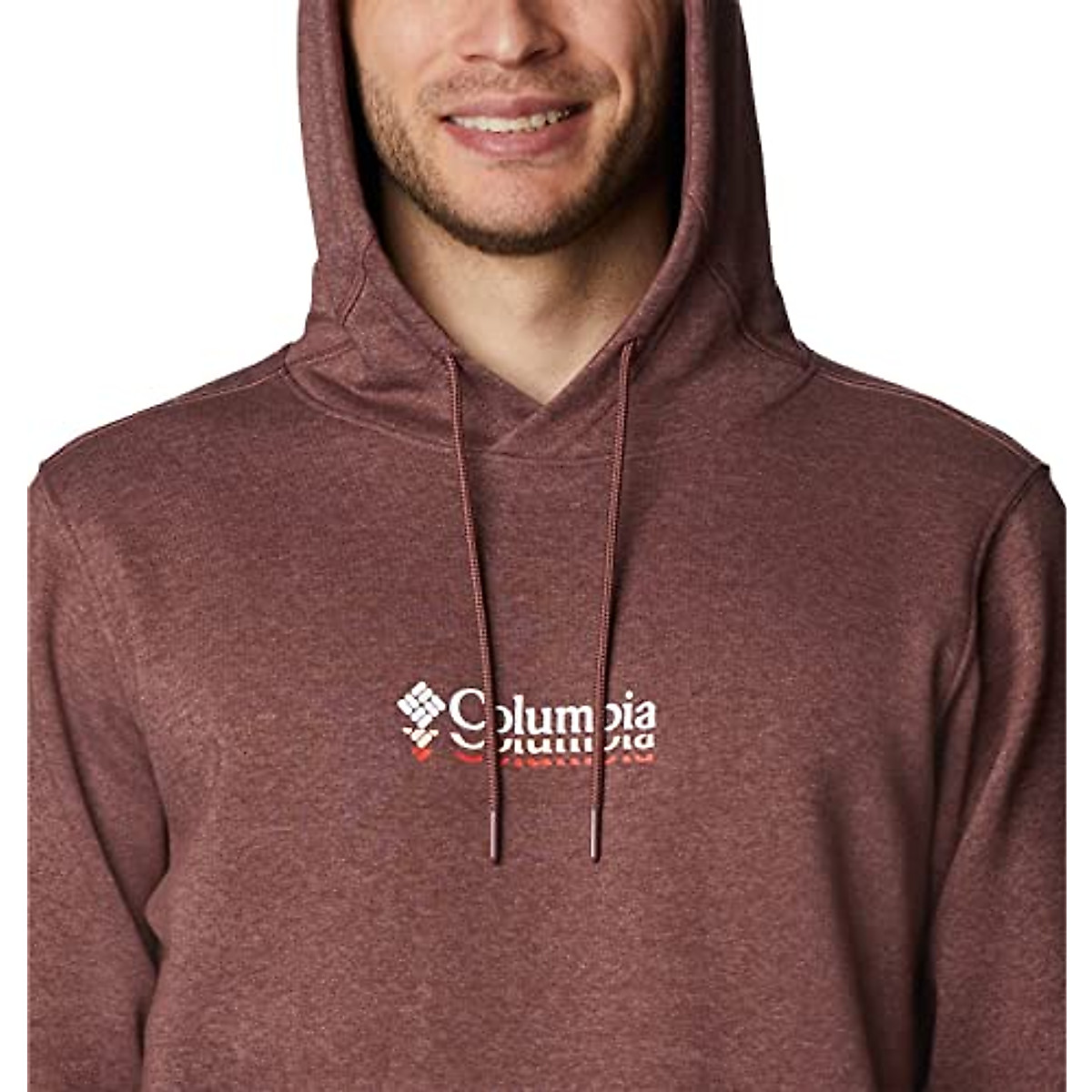 Columbia Men's CSC Basic Logo II Hoodie, Light Raisin Heather/Ripples Graphic, XX-Large