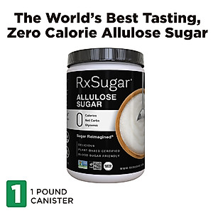 RxSugar Delicious Plant-Based Crystal Sugar, Allulose, 16 oz | Allulose sweetener | 0 Calorie, 0 Net Carbs, 0 Glycemic | Diabetes-Safe Natural Sugar | Keto Certified | Non-GMO Project Verified | Gluten-Free Certified