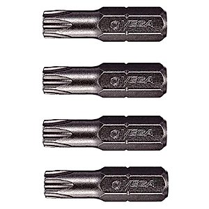 VEGA T25 TORX Security Bits. Professional Grade ¼ Inch Hex Shank TORX T-25 S2 Steel 1" Security Bits. 125TT25A-4 (Pack of 4)