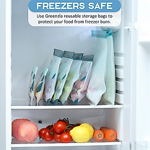 Silicone Storage Bag - Dishwasher Safe Reusable Silicone Bags for Leakproof Storage, Lunch, Marinating, and Travel. BPA Free. 10PCS (4 Gallon 4 Sandwich 2 Snack Bags)