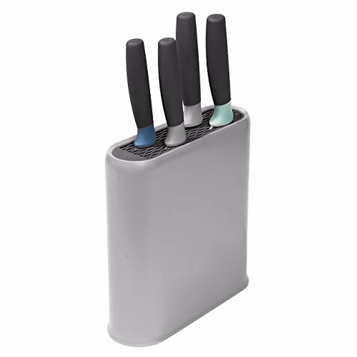 Berghoff LEO Polypropylene (PP) Universal Knife Block 9"x 9.25" x 3" Grey Anti-skid Base Two-tone Knife Insert Store up to 8 knives Space-efficient