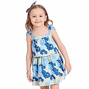 Sosomi Baby Blue Dress Sleeveless Baby Dress 12-18 Months Baby Girl Dress Summer Butterfly Dresses for Baby Girl Kid Floral Sundress Baby Girls' Dresses Flower Print Royal Blue Toddler Dress
