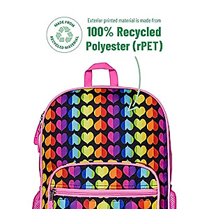 Wildkin Kids Eco Backpack for Boys & Girls, Perfect for Elementary Recycled Backpack, Features Padded Back & Adjustable Strap, Ideal for School & Travel Backpacks for Kids (Rainbow Hearts)