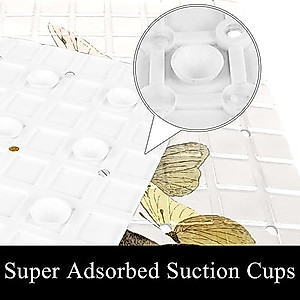 Non Slip Bathtub Mats with Suction Cups, Bath Tub Shower Mat for Bathroom, Machine Washable Bathroom Mats with Drain Holes(Flying Butterflies Illustration)