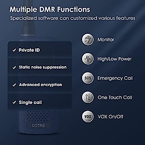 COTRE DMR 2 Way Radio - Digital&Analog Business Walkie Talky for Adults, Up to 2W Long Range Walky Talky, Automatic Backlight LED Screen, 30H Standby Time, 2 Charging Mode