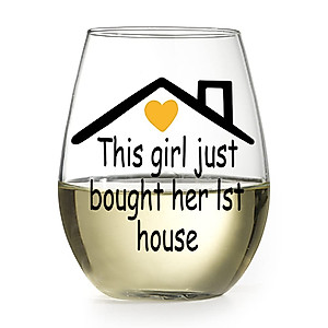 DYJYBMY This Girl Just Bought Her Lst House Wine Glass, New Homeowner Wine Glass, Homeowner Gift, Housewarming Gift, Funny New Home Owner Presents Ideas