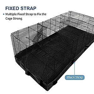 LINGSFIRE Guinea Pig Cage Liners, Reusable Guinea Pig Bedding Accessories Oxford Cloth Bottom Reusable Cage Liners for Guinea Pigs Rabbits, 47 x 24 x 3.5 inches（Black）