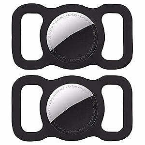 Airtag Dog Collar Holder(2 Pack) Compatible with Apple Airtags, Anti-Lost Air Tag Holder Case for Cat Dog Collars Black*2