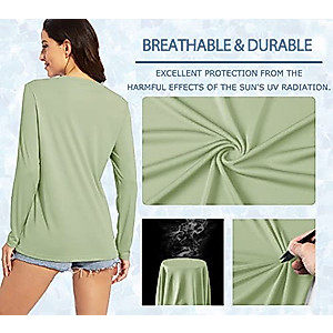 TACVASEN Women T Shirts Long Sleeve Sun Protection Shirts V Neck Workout Shirts Running Shirts UPF 50+ Shirts Hiking Shirts Quick Dry Athletic Shirts Rash Guard Gym T-Shirt Light Green