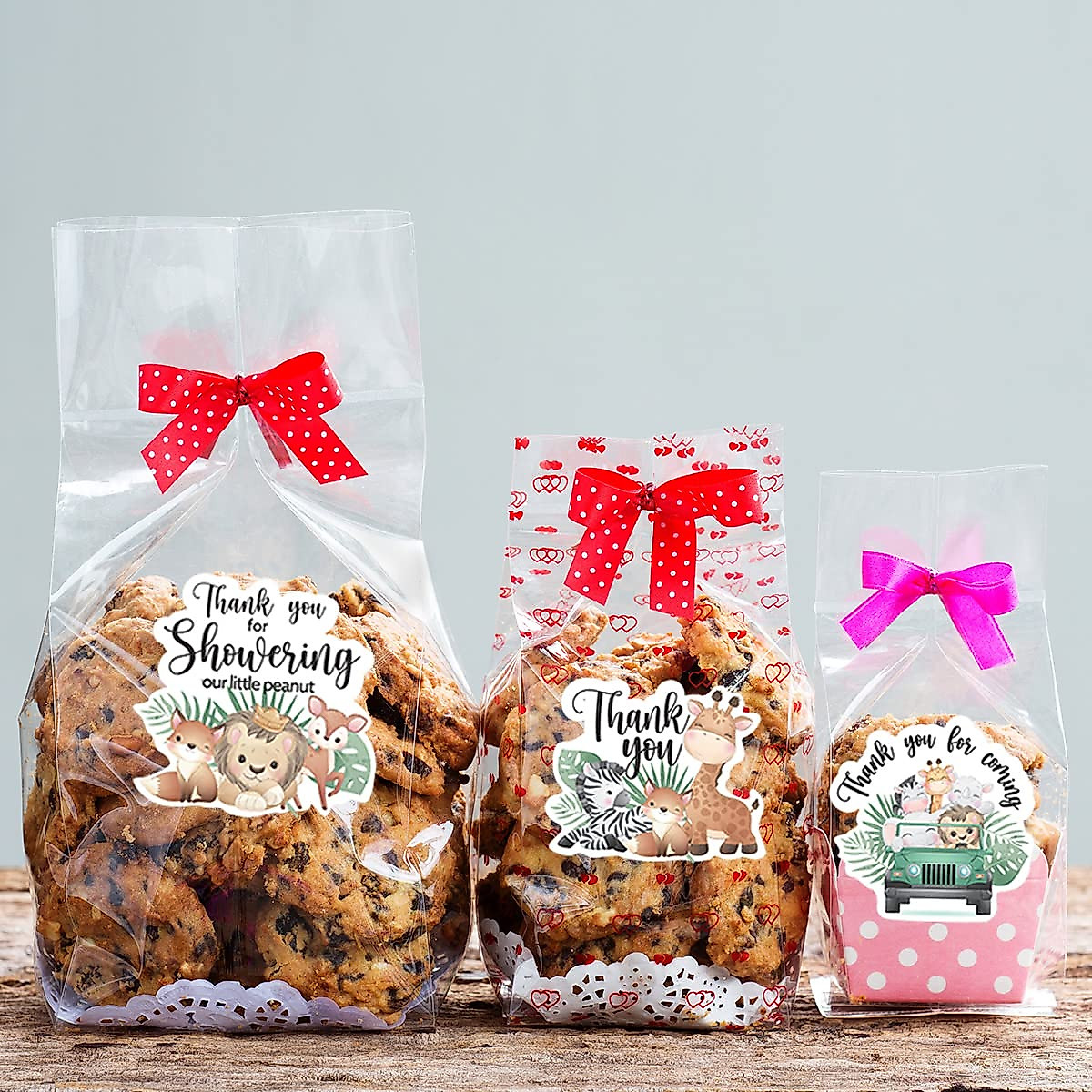 Cute Thank You for Celebrating with Us Jungle Safari Baby Shower Thank You Stickers Labels,Wild Animals Party Stickers for Wild Animals Theme Baby Shower Birthday Party Favor Label Decorations