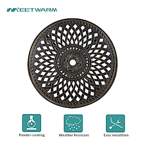 MEETWARM 3 Piece Patio Bistro Set, Outdoor All-Weather Cast Aluminum Dining Furniture Set Includes 2 Chairs and a 31” Round Table with Umbrella Hole for Garden Deck