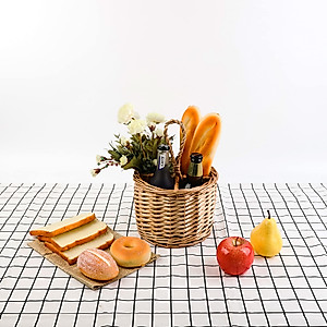 YRLSOTGE Wicker Utensil Caddy Flatware Organizer, Silverware Caddy with 4 Divided,Kitchen Countertop Utensil Holder,Dining Table,Parties - Holds Forks, Knives, Spoons,Serving Utensils Original