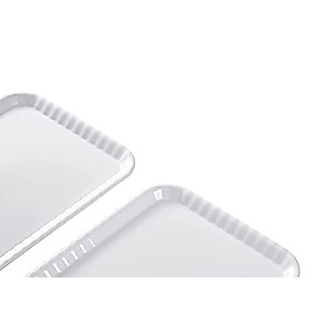 Blue Boat 15" x 11" Rectangular Serving Trays Set of 2 White, Melamine Serving Platter, Light Weight Easy to Clean Sturdy Stackable BPA-Free Dishwasher Safe
